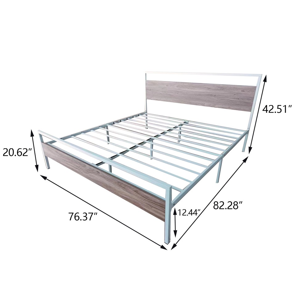 Contemporary Metal Bed Frame/KING/QUEEN/FULL/TWIN/Rustic Wooden ...