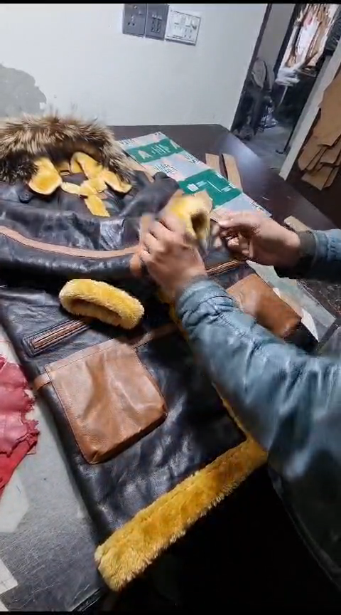 B7 Bomber Fur Coat Men Real Sheepskin RAF Air Force Flight Winter Pilot ...