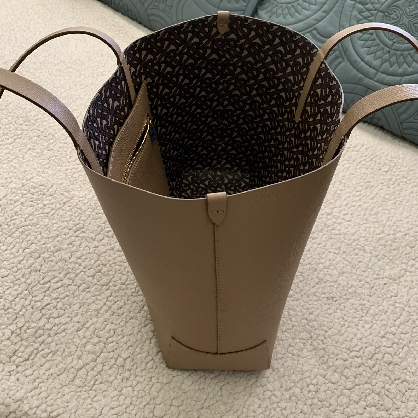 Burberry TB Monogram Embossed Tote in Camel - Gem