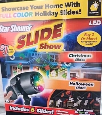 NEW! Star Shower Slide Show - LED Light Projector - Xmas/Halloween - 6 ...