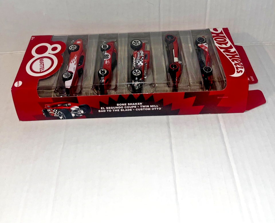 HOT WHEELS 1:64 Mattel 80th Anniversary Ruby Red Edition 5 Pack - JGK08 ...