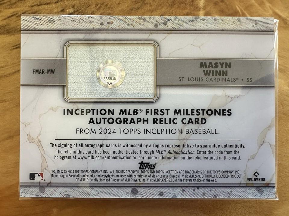 🔥 2024 Topps Inception MASYN WINN First Milestones Base Relic Auto MLB ...