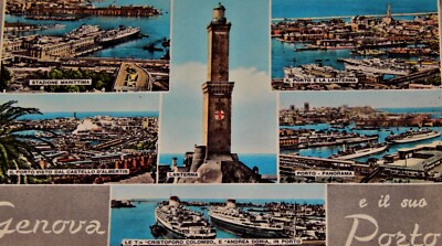 Vintage Postcard, GENOA, ITALY, The City & The Port, Passenger Ships ...