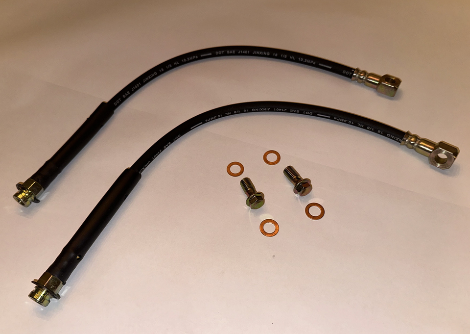 18" Disc Brake Conversion 10mm Rubber Brake Line Hose Set Banjo Clips ...