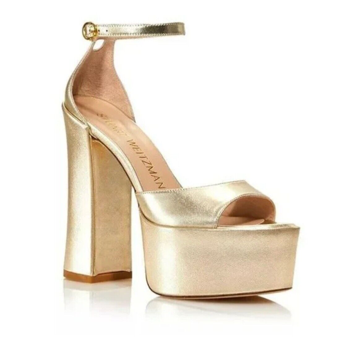 Stuart Weitzman Skyhigh 145 Platform Sandals Gold 7.5 new in Stuart Weitzman Skyhigh 145 Platform Sandals Gold 7.5 new in