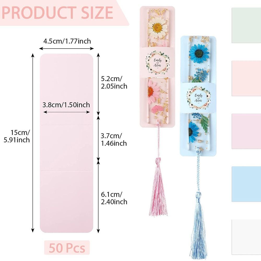 50PCS/Set Paper Resin Bookmark Holder DIY Bookmarks Display Cards ...