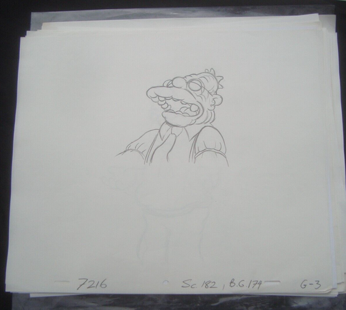 THE SIMPSONS ANIMATION ORIGINAL ART Production Drawing Sketch Grampa ...