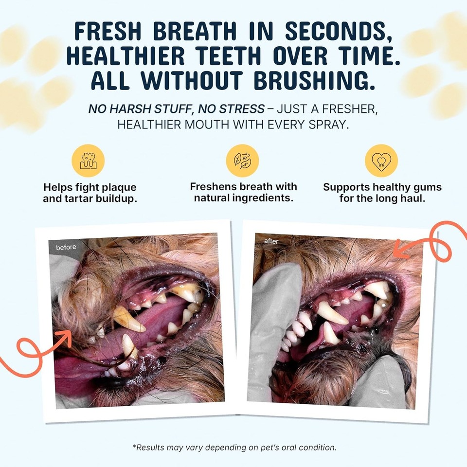 Mint Formula Dog Mouth Spray - Natural 8oz Breath Freshener & Oral Care ...