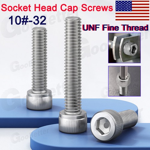 10#-32 UNF Fine Thread Allen Hex Socket Head Cap Screws Bolts A2 ...