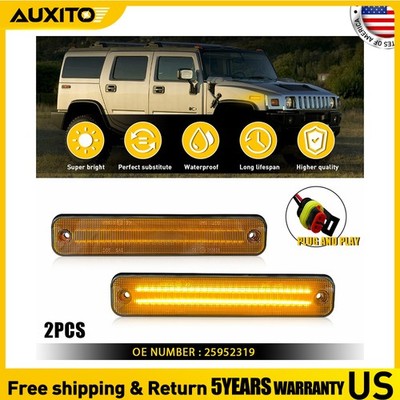 For 2003-09 Hummer H2 Front Amber LED Fender Side Marker Signal Lights ...