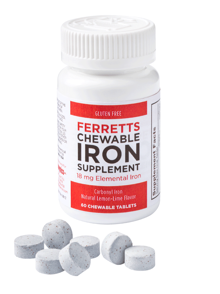 Ferretts Chewable iron supplement (18mg Elemental Iron), 60 tablets | eBay