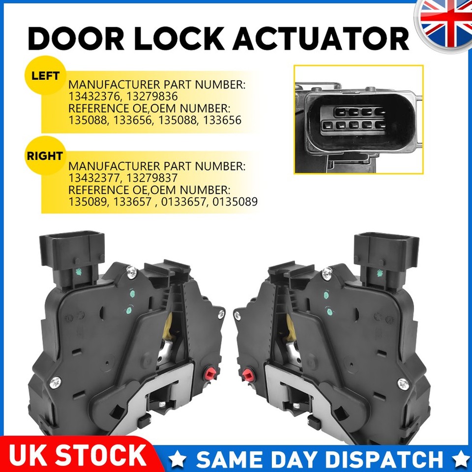 2x For Vauxhall Meriva B Diesel 2010- Left & Right Hand Rear Door Lock ...