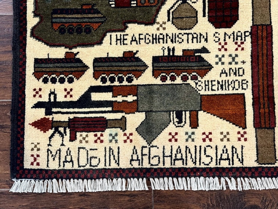 Afghan War Rug, Tanks Helicopters Guns | eBay
