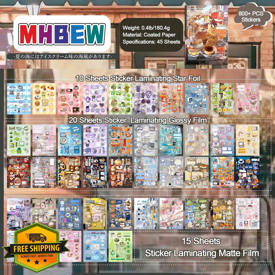 800pc Japanese Sticker Book Aesthetic Waterproof Vintage Scrapbook ...