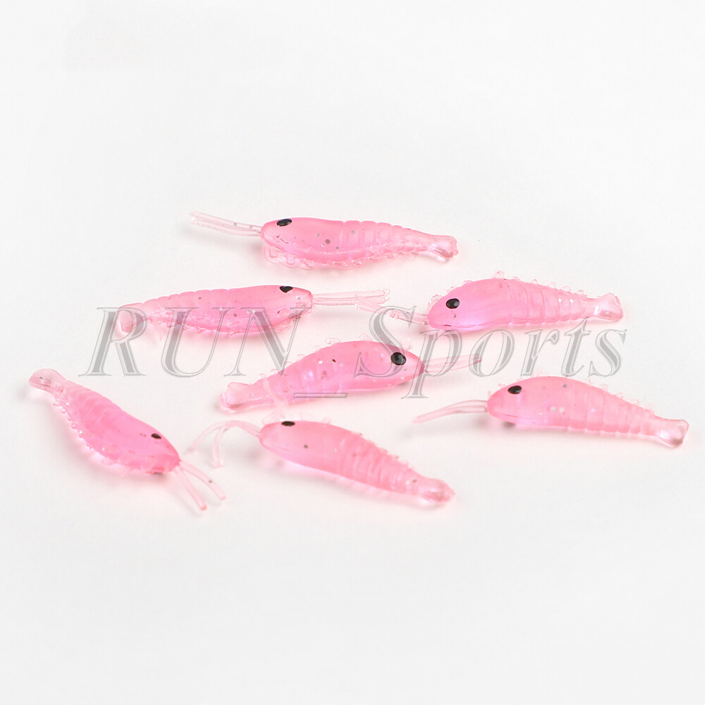 50 PCS 3 cm Small Light Worm Fishing Lure Soft Grass Shrimp Bait Glow ...