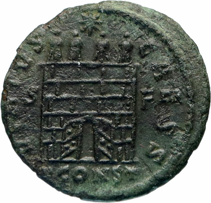 CONSTANTIUS II as CAESAR 325AD Open Door Four Turret Camp Gate Roman ...