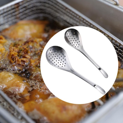 2x Kitchen Slotted Spoon Cooking Colander Spoon for Scooping Potato ...