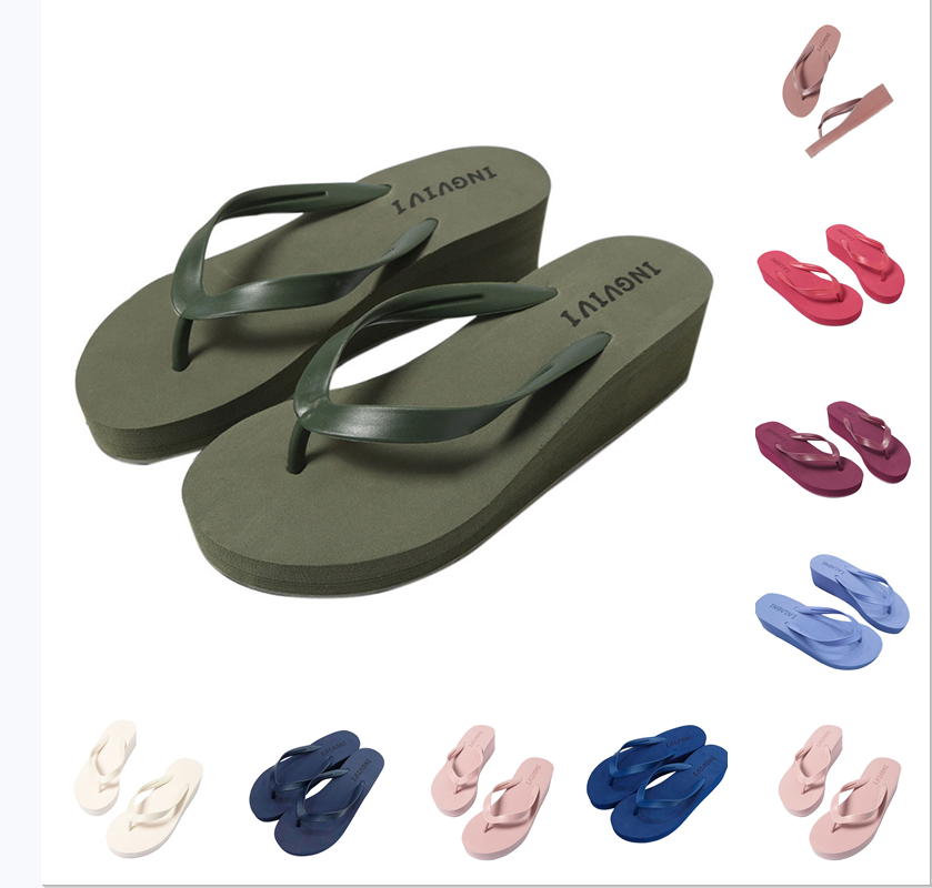 Womens Flip Flops Platform Wedge Heel Sandals Beach Pool Toe Post Shoes ...
