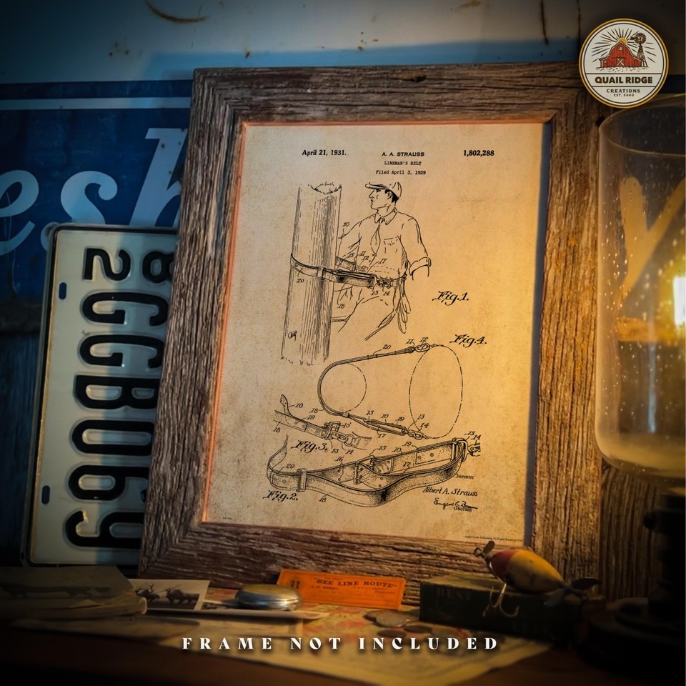 Power Lineman Patent Print Cable Rigger Journeyman School Office Wall ...