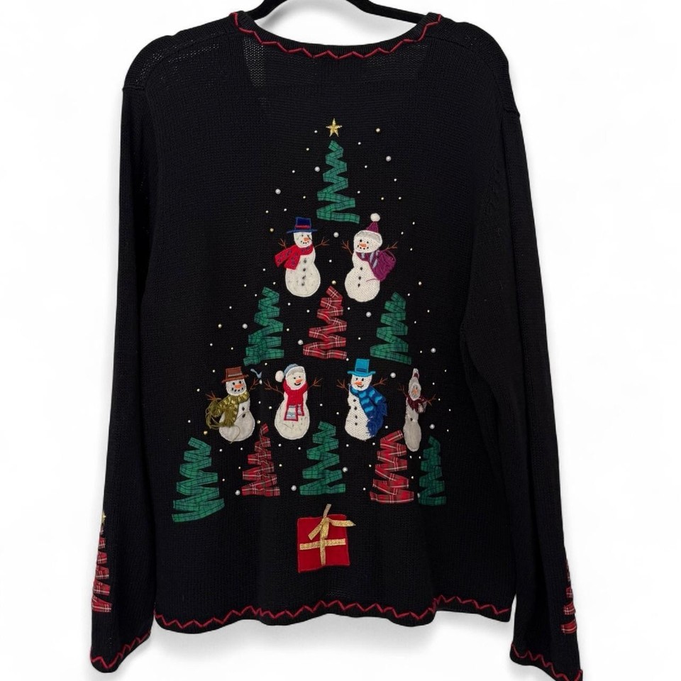 vintage 90s ugly christmas sweater embroidered grandma cardigan size ...