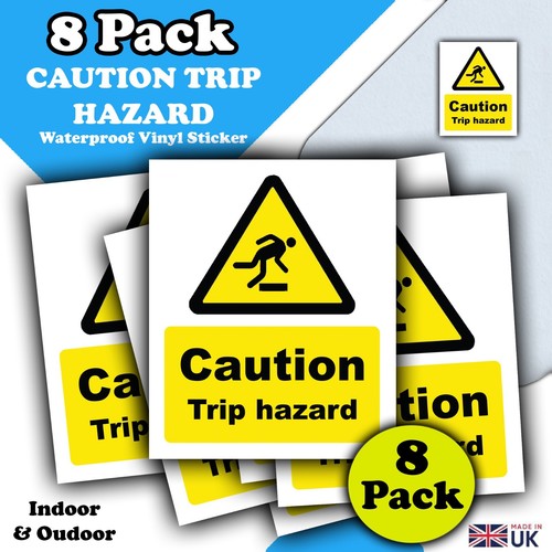 8-Pack Caution Trip Hazard Vinyl Sticker Waterproof & UV-Resistant ...