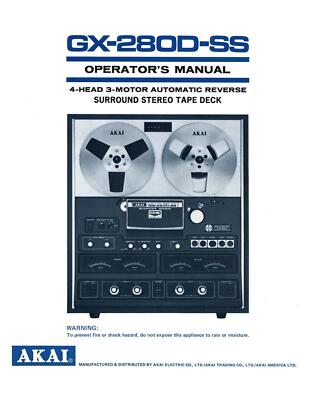 Bedienungsanleitung-Operating Instructions für Akai GX-280 D-SS | eBay.de