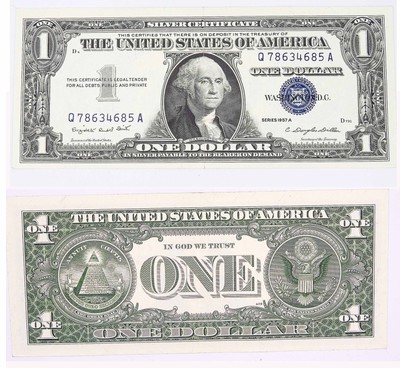 NICE CRISP 1957 $1 ONE Dollar Bill Silver Certificate Note A SMITH ...