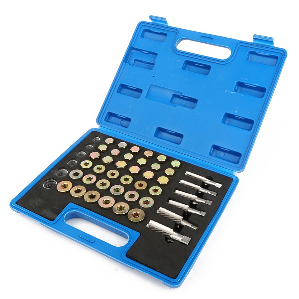 114pc Oil Pan Drain Sump Plug Key Set Thread Repair Tool Kit Set Drain ...
