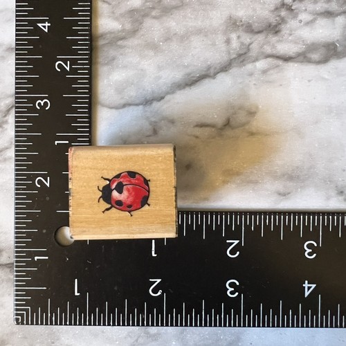 Lady Bug Rubber Stamp Mini 1” Square Wood Mounted | eBay