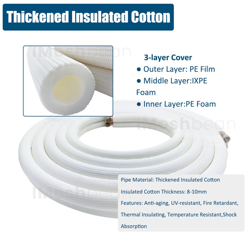 Ductless Mini Split Line Set 25ft/50ft Insulated AC Copper Line Kits w ...