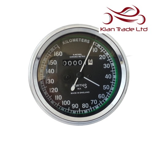 Speedometer Smiths Replica 0-160 KPH Black Dial Face Speedo ...
