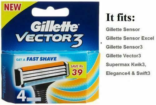 Gillette Vector3 Blades ft Sensor 3 Razor Replacement Refill Cartridge ...