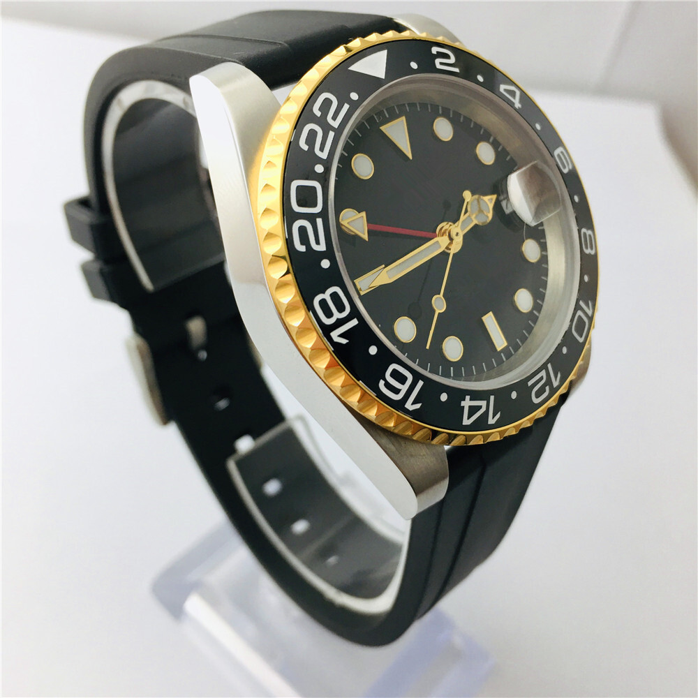 40mm sterile black dial GMT ceramic Bezel sapphire crystal automatic ...