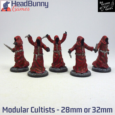 Set of 5x Cultist Miniatures 28mm 32mm Fantasy Historical Wargames DnD ...