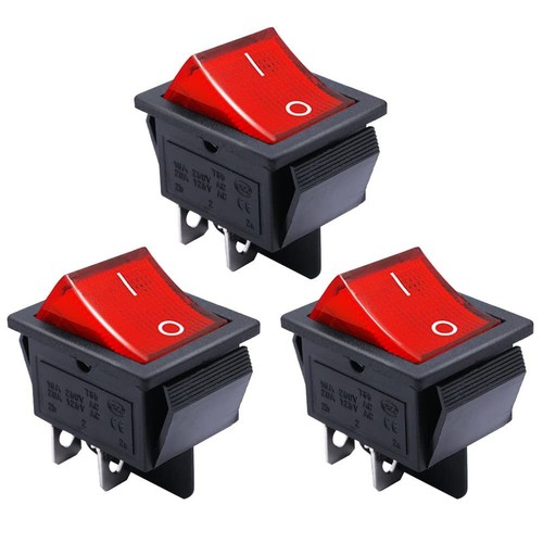Mxuteuk 3pcs AC110V/120V Rocker Switch DPST ON-Off 4 Pin Red Light Illuminated | eBay