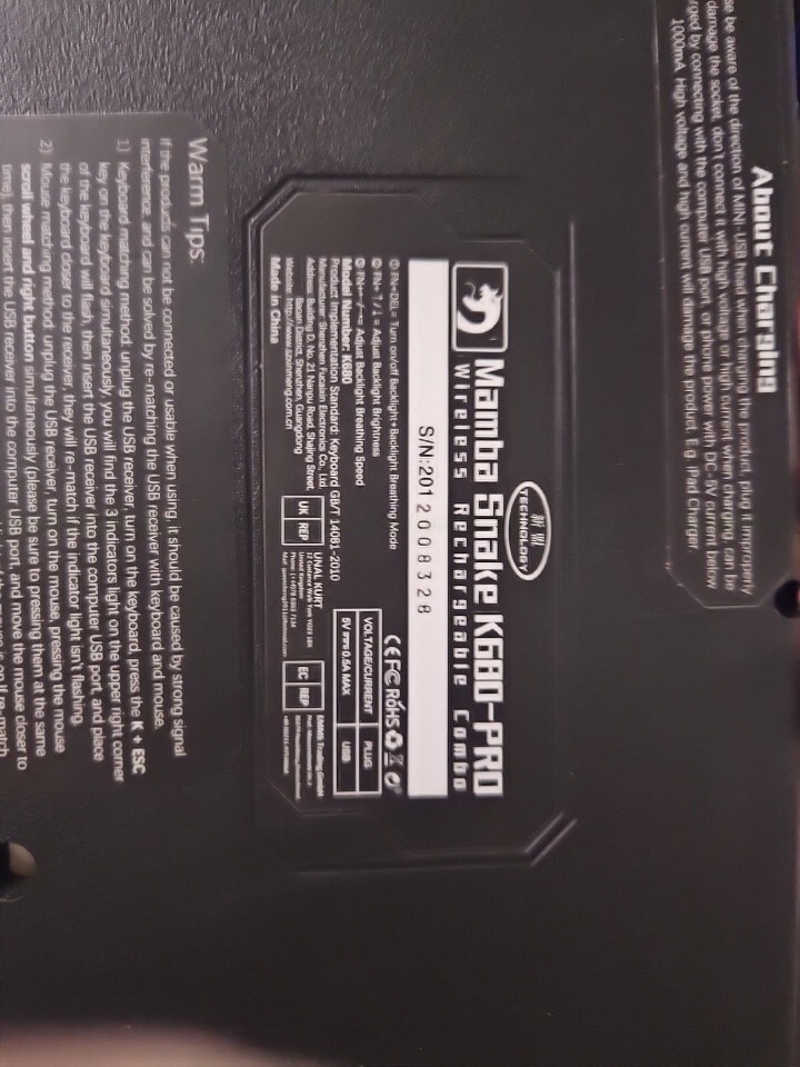 Xinmeng Mamba Snake K680-Pro Wireless Keyboard & Mouse Gaming | eBay