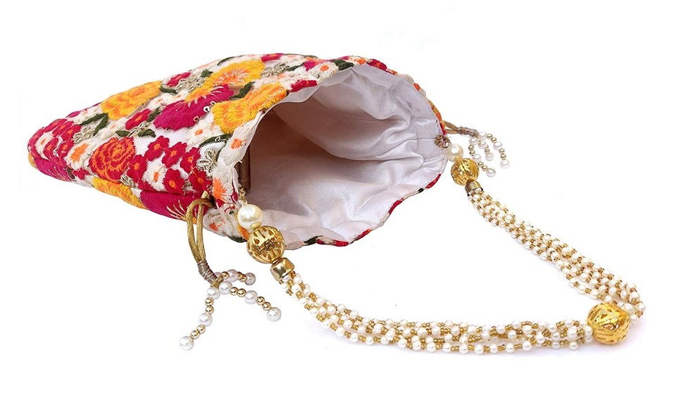 Designer Polti Bag Pearl Handle and Tassel Ethnic Purse Women’s Potli ...