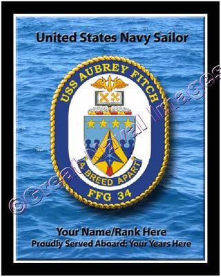 USS Aubrey Fitch FFG 34 Personalized Ship Crest Print on Canvas 2D ...