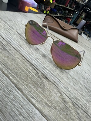 Ray-Ban RB3025 Aviator Cyclamen Flash Lens with Matte Gold Frame ...