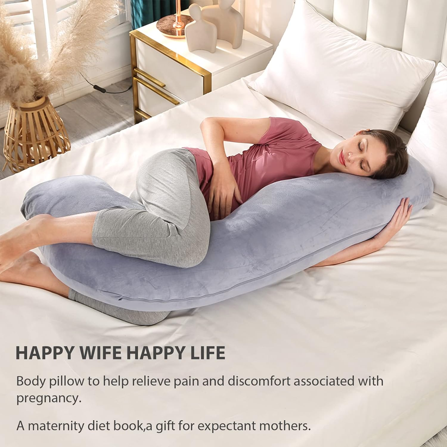 Pregnancy Maternity Pillows for Women Sleeping Washable L Shape Full ...