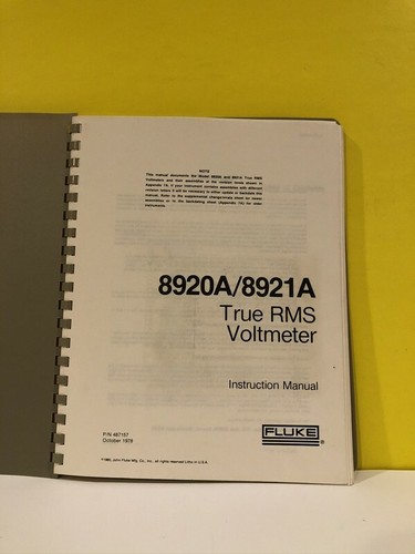 Fluke 487157 8920A/8921A True RMS Voltmeter Instruction Manual | eBay