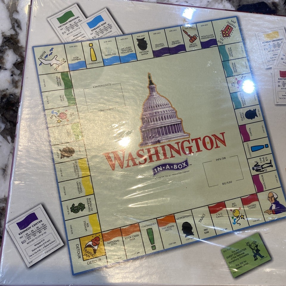Vintage Washington In A Box Board Game Washington DC Monopoly Factory ...