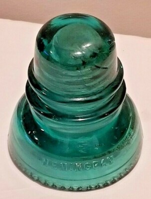 ANTIQUE HEMINGRAY - 40 GLASS ELECTRIC TELEGRAPH POLE GREEN INSULATOR | eBay