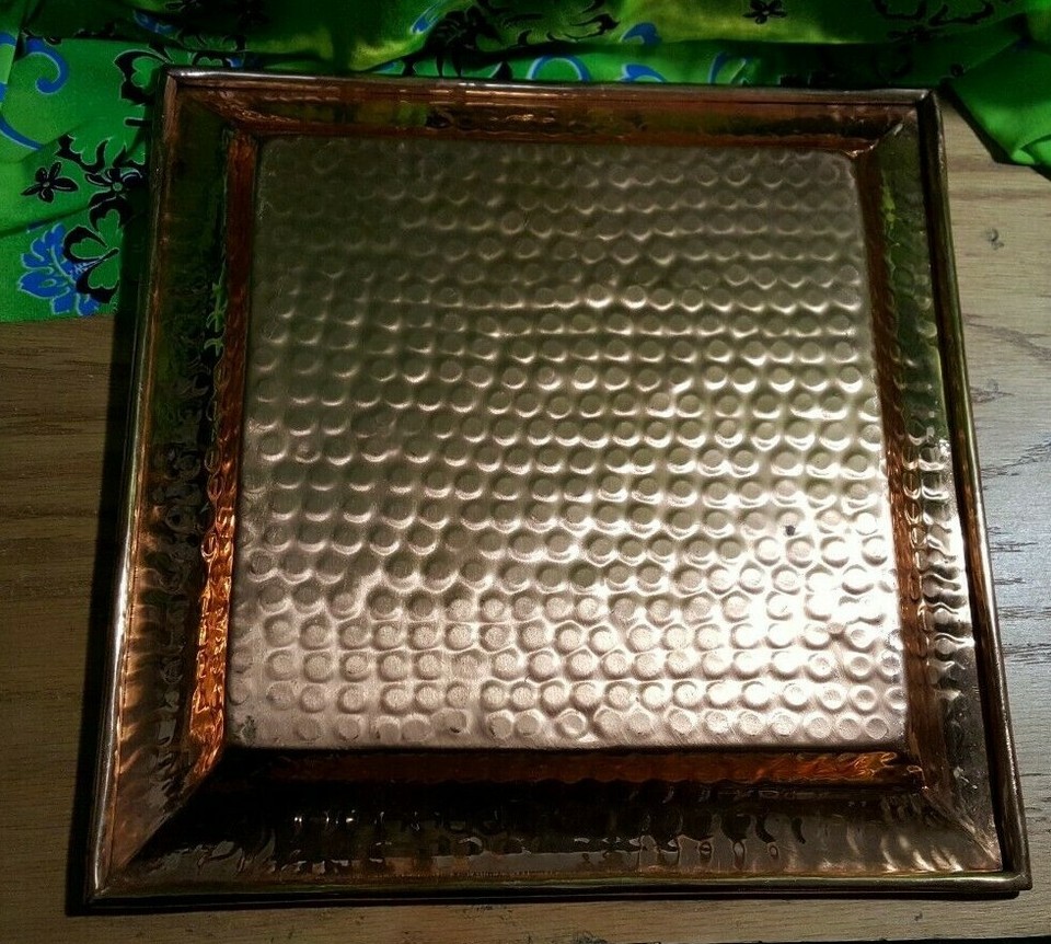 Hammered Solid Copper Square Tray 13-1/4" x 13-1/4" x 1-1/4" | eBay