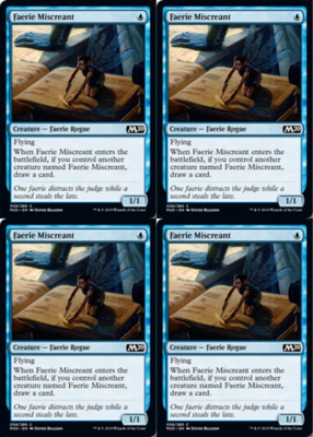 MTG 2019 FAERIE MISCREANT M20 058/280 - ROGUE CREATURE - MAGIC CARD x4 ...