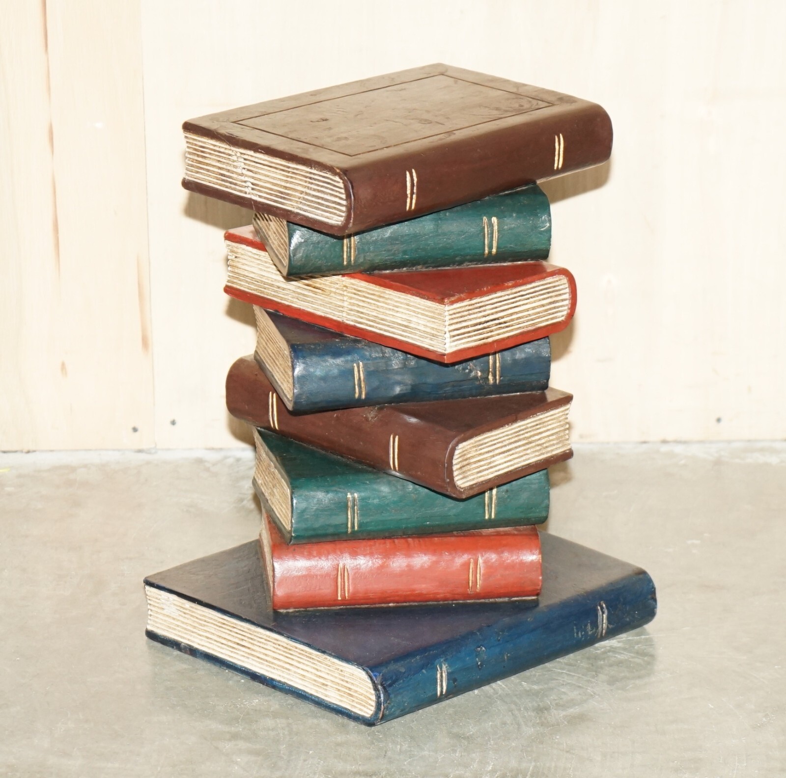 DECORATIVE FAUX STACK OF BOOKS SIDE TABLE WHICH HAS BEEN HAND PAINTED ...