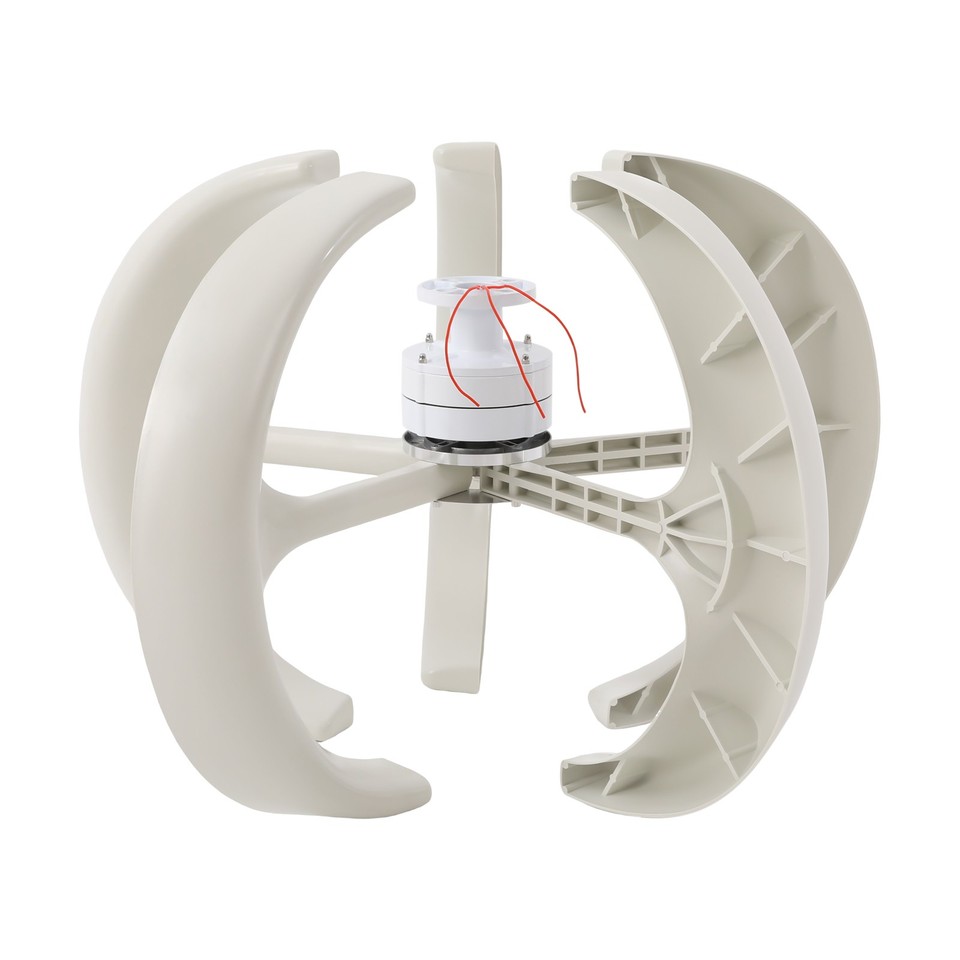600W DC 24V 5-Blade Lantern Wind Turbine Generator Vertical Axis Wind ...