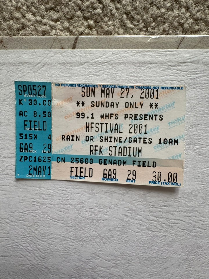 2001 HFStival Ticket Stubs And Program May 27 & 28 2001 RFK Stadium | eBay