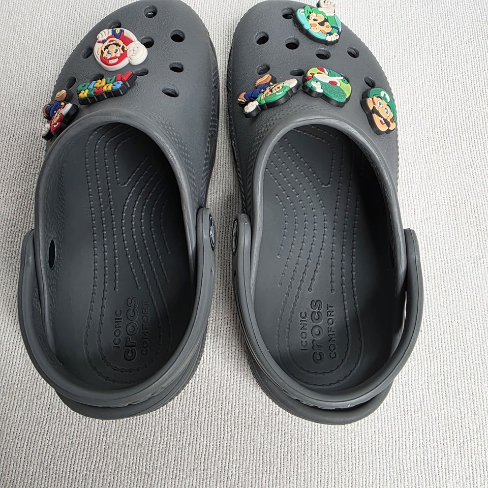 Crocs Gray Children's Slip On Clogs C13 Croc Charms | eBay
