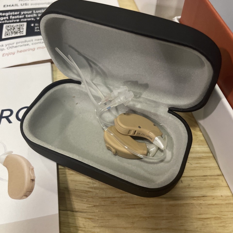 Lucid Hearing Enrich Pro OTC Hearing Aids Behind-The-Ear Design Beige ...